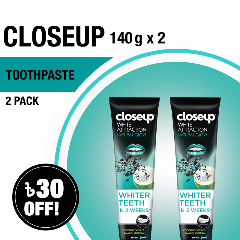 Closeup Toothpaste White Attraction Natural Glow 140gX2 Multipack