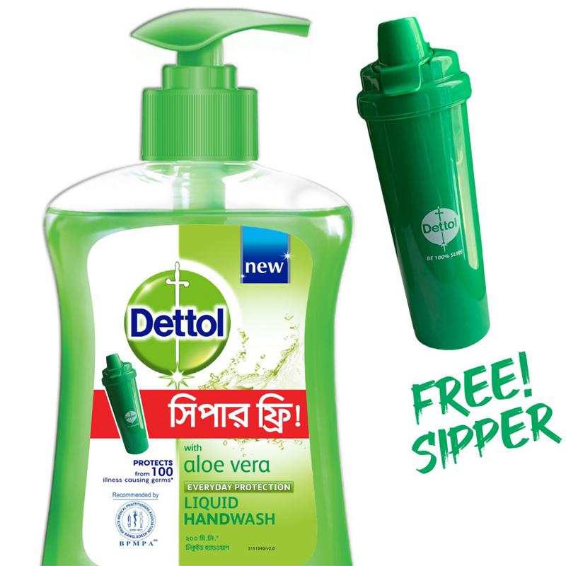 Dettol Aloevera Handwash Pump +Free Sipper 200ml