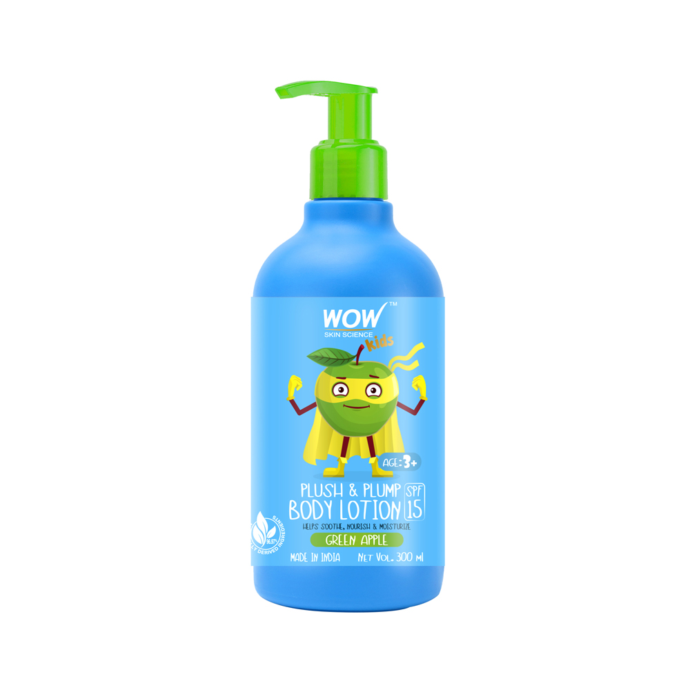 Wow Skin Science Kids Plush & Plump Body Lotion Spf 15 Green Apple