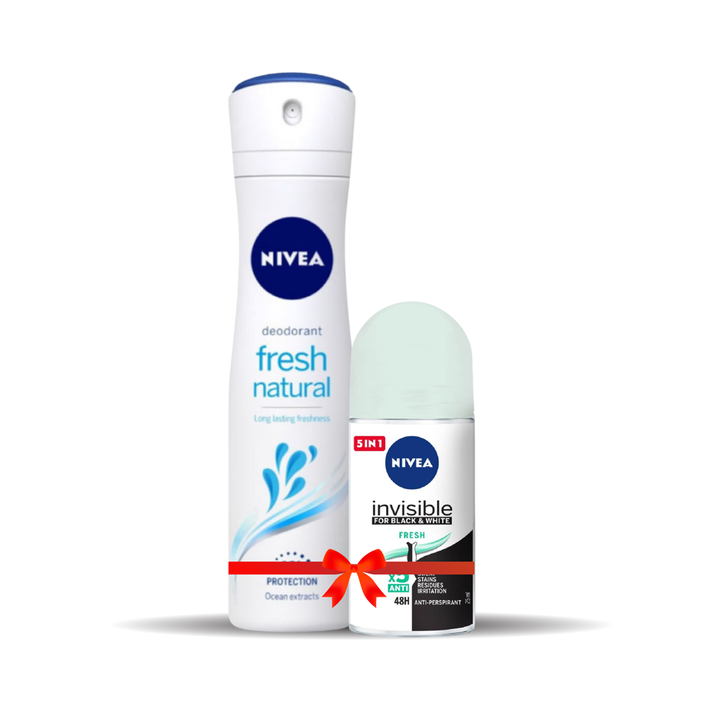 Buy Nivea Body Spray Fresh Natural, Get Roll On Invisible Black & White ...