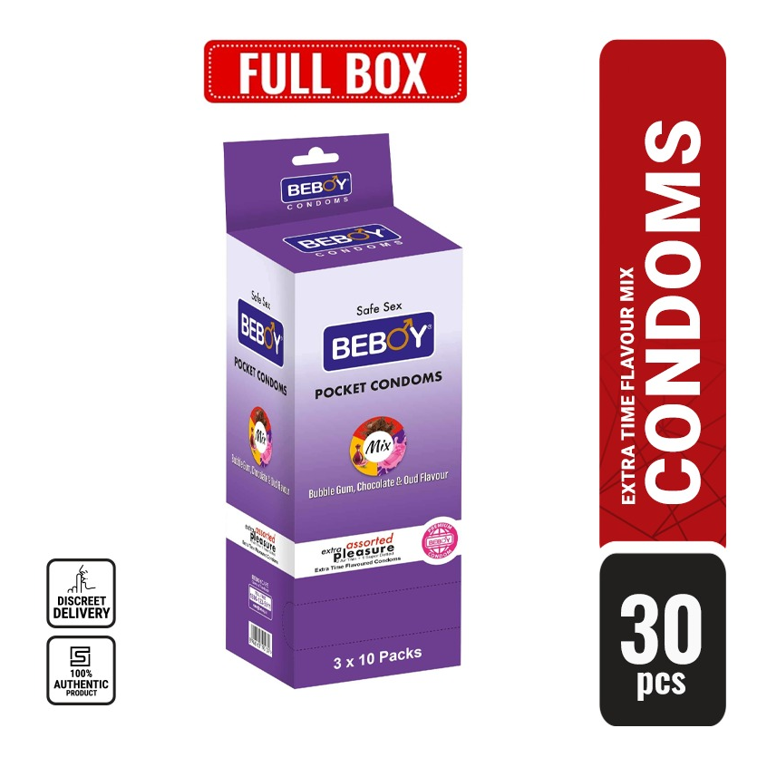 Beboy Mix Extra Time Assorted Air & Dotted Condom (Mix Flavoured) 3x10 - 30Pcs Full Box
