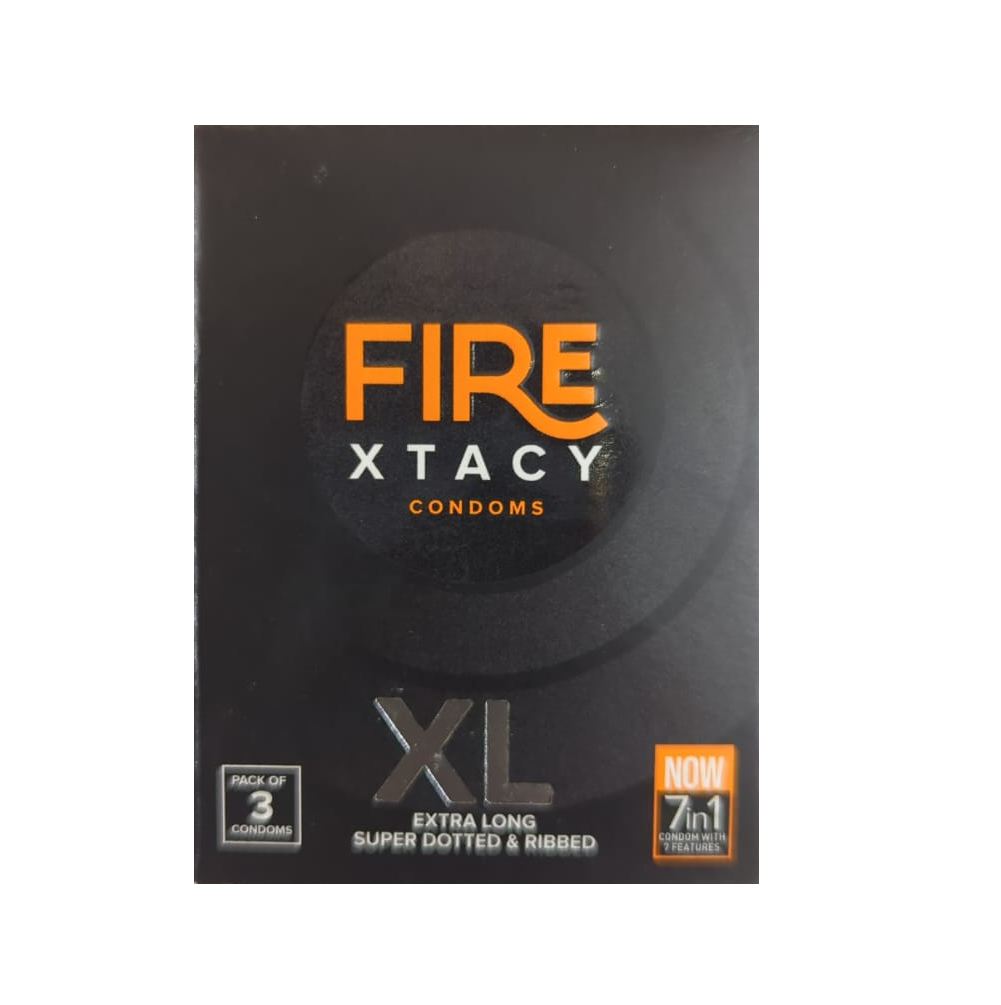 Fire Xtacy 7in1 XL Super Dotted & Ribbed Condom - 3Pcs Pack