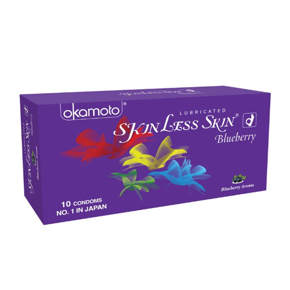 Okamoto Skinless Skin Blueberry Dotted Condom - 10Pcs Pack
