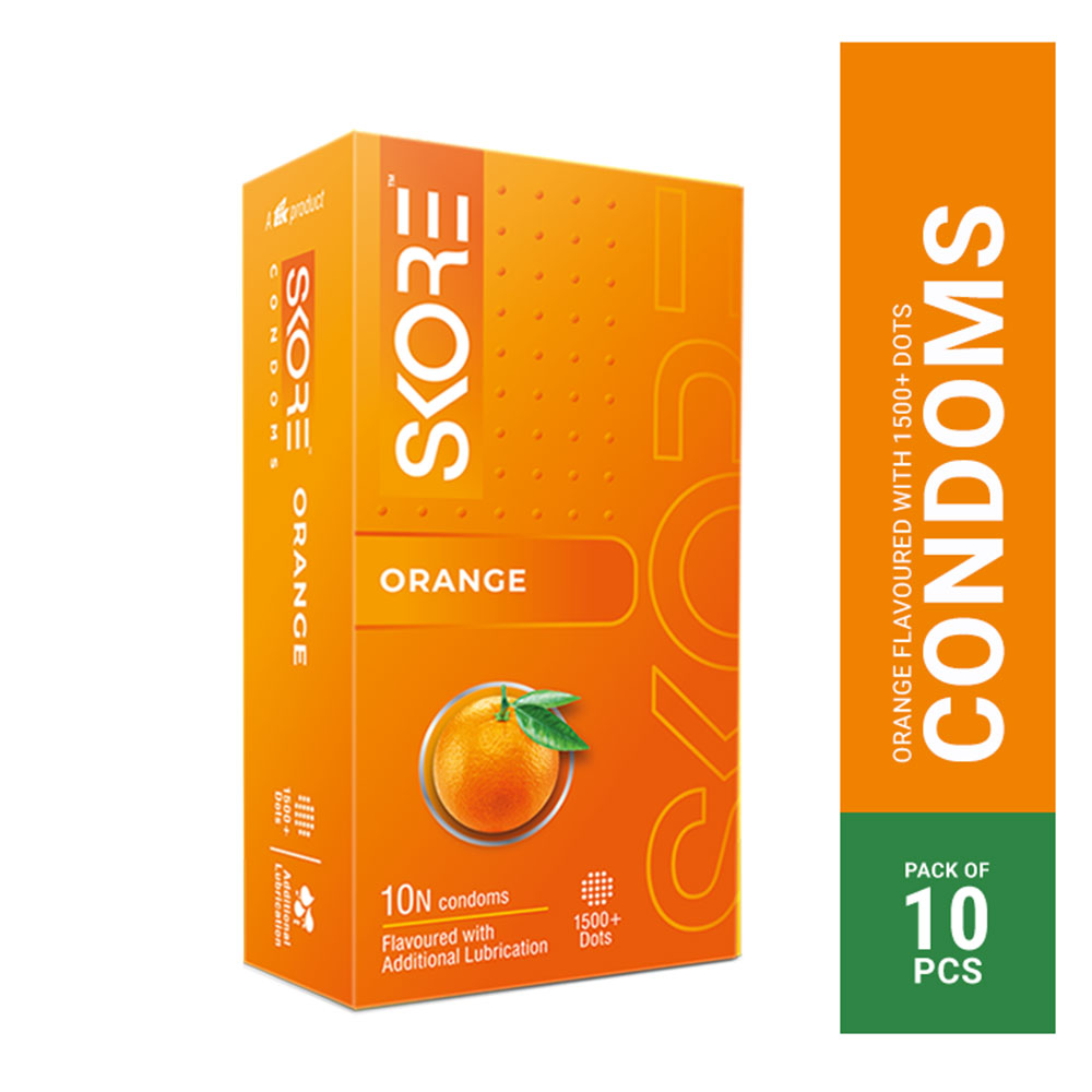 Skore Orange 1500+ Dotted Condom - 10Pcs Pack