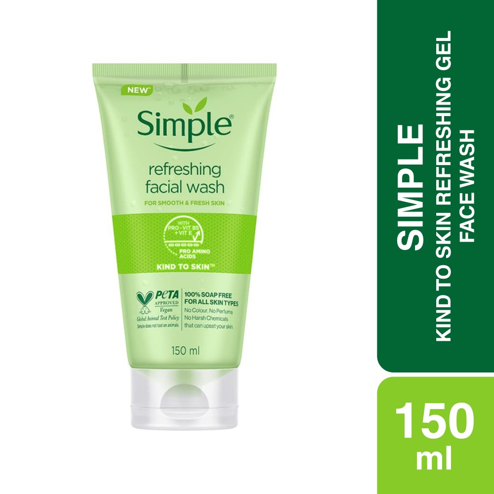 Simple Face Wash Kind to Skin Refreshing Gel 150ml (India)