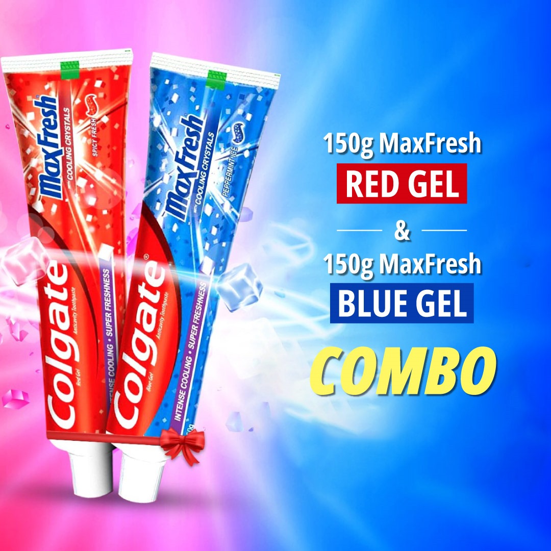 Colgate Max Fresh Red Gel Toothpaste 150gm and Colgate Max Fresh Blue ...