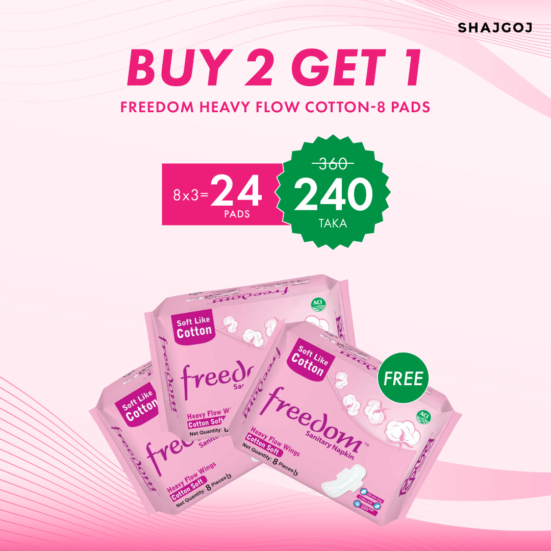 Freedom Sanitary Napkin Heavy Flow Cotton 8 pads (Buy 2 Get 1)