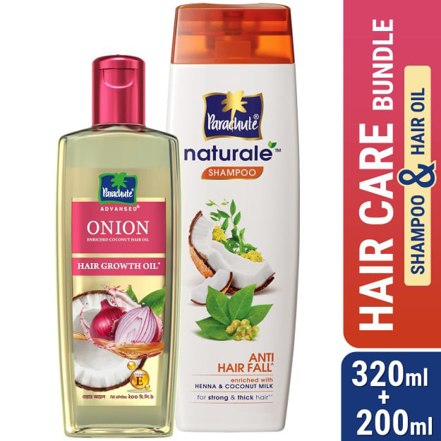 Parachute Naturale Shampoo Anti Hair Fall 320ml & Parachute Advansed Onion Enriched Coconut Hair ...