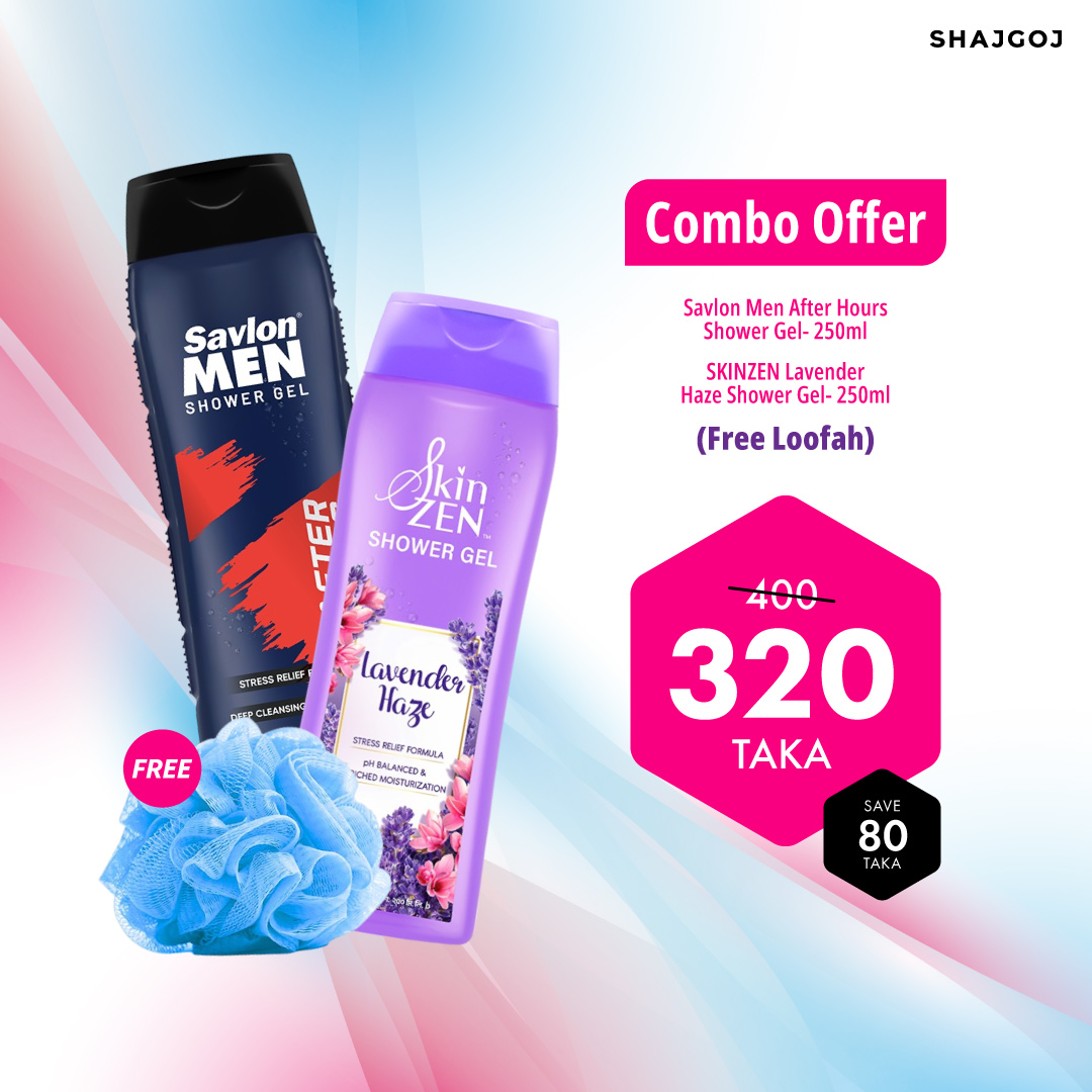 Savlon Men & Skingen Shower Gel 250ml Combo (Free Loofah)