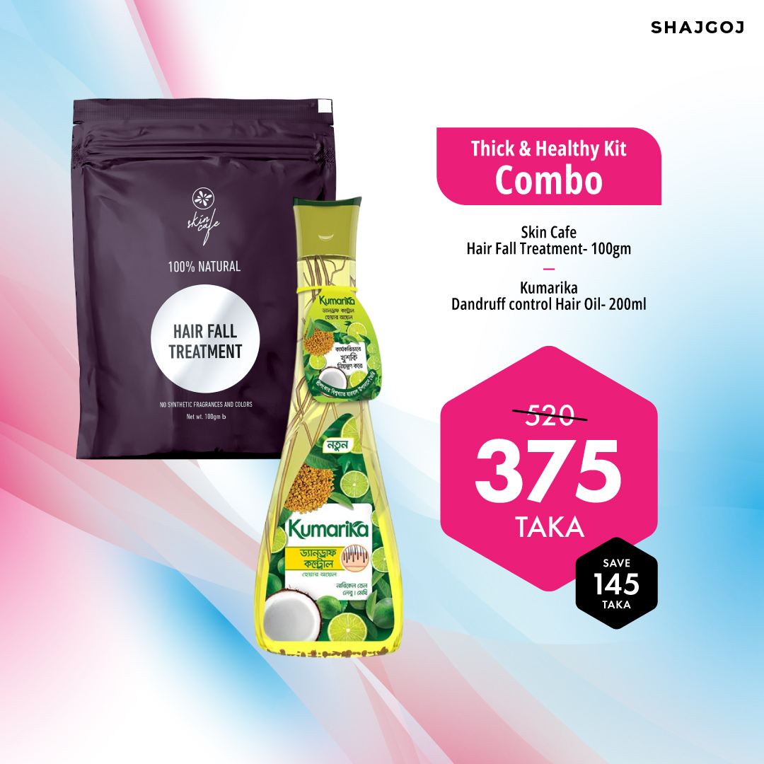 Thick & Healthy Kit (Skin Cafe Hair Fall Treatment + Kumarika Dandruff ...