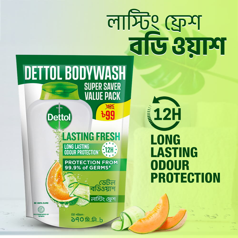 Dettol Body Wash Refill Lasting Fresh with Refreshing Melon & Cucumber ...