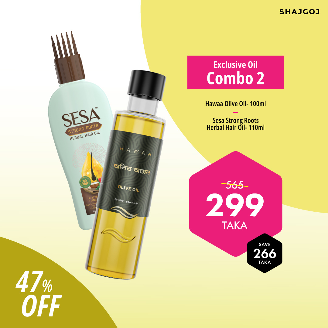 Exclusive Oil Combo 02 (Hawaa Olive Oil + Sesa Strong Roots Herbal Hair ...