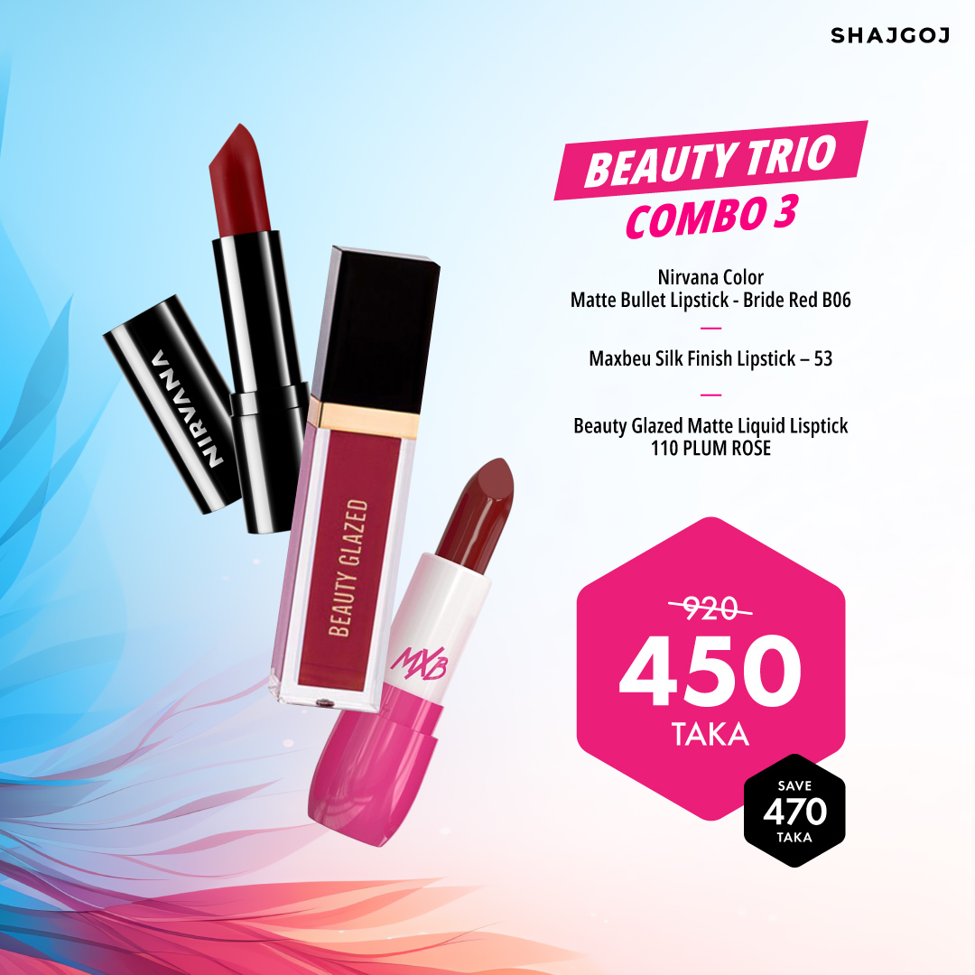 Beauty Trio Combo 03 (Nirvana Matte Bullet Lipstick - Bride Red ...