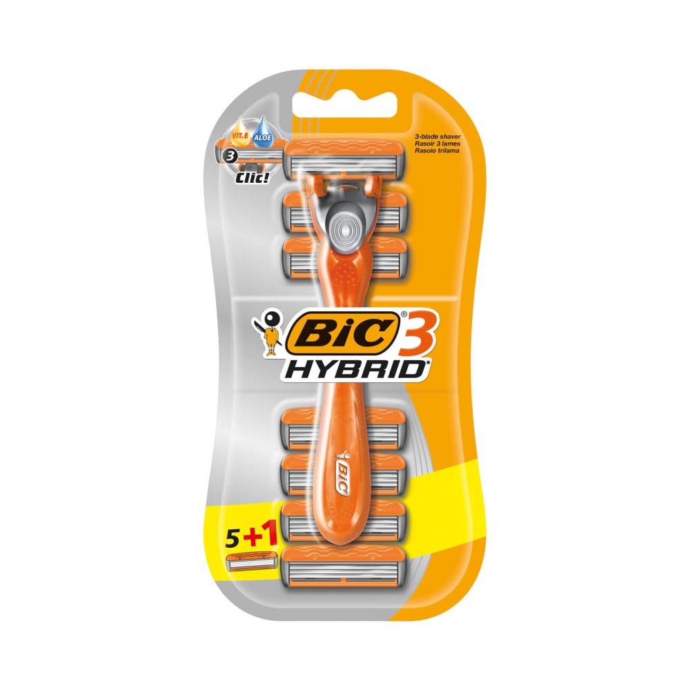 BIC 3 Hybrid Men's Razor Kit - 1 Handle & 6 Blades
