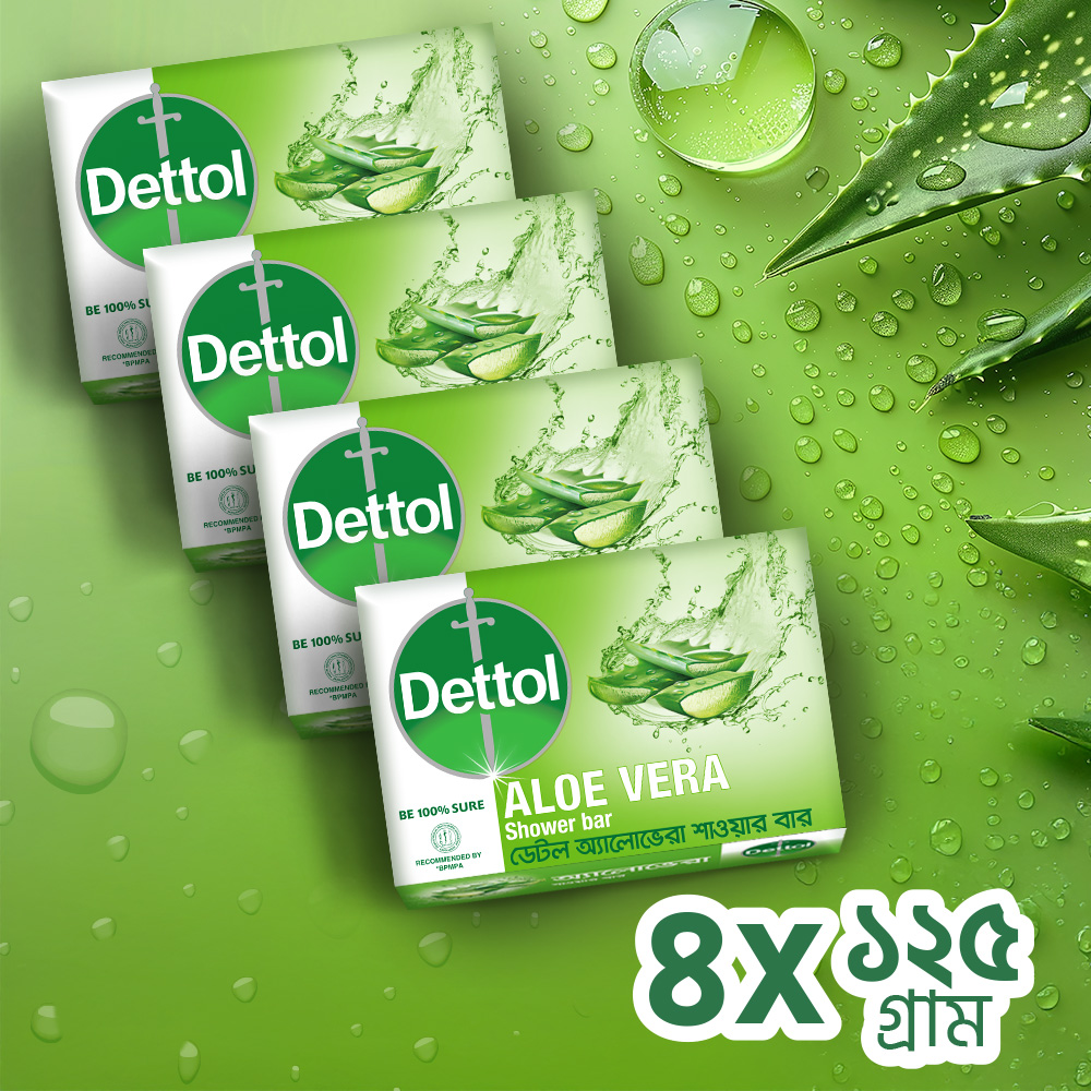 Dettol Soap Aloe Vera Quad Pack (125gm X 4), Soap with Aloe Vera ...