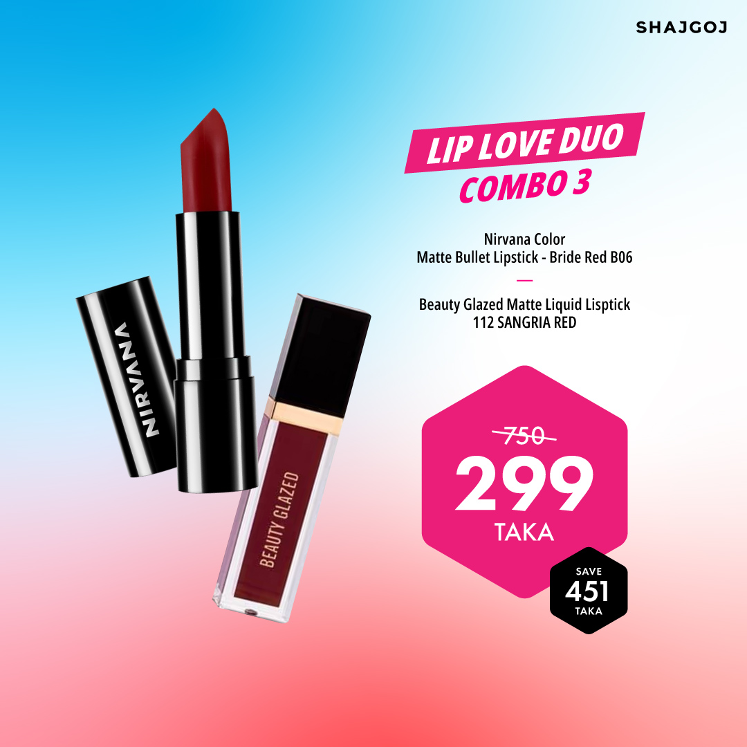 Lip Love Duo Combo 03 (Nirvana Lipstick - Bride Red B06 + Beauty Glazed ...