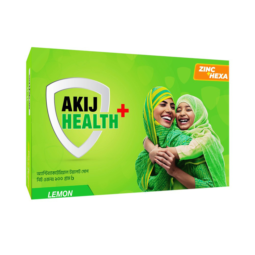 Akij Health + Soap Lemon 100 gm Box Packet