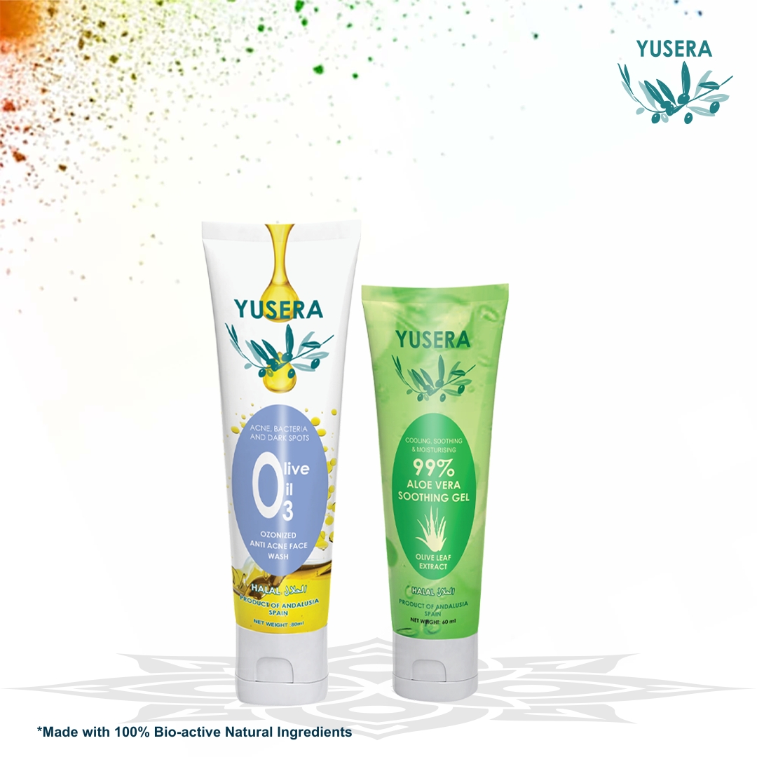 Yusera Ozonized Anti Acne Facewash 80 ml and Yusera Aloe Vera Soothing ...